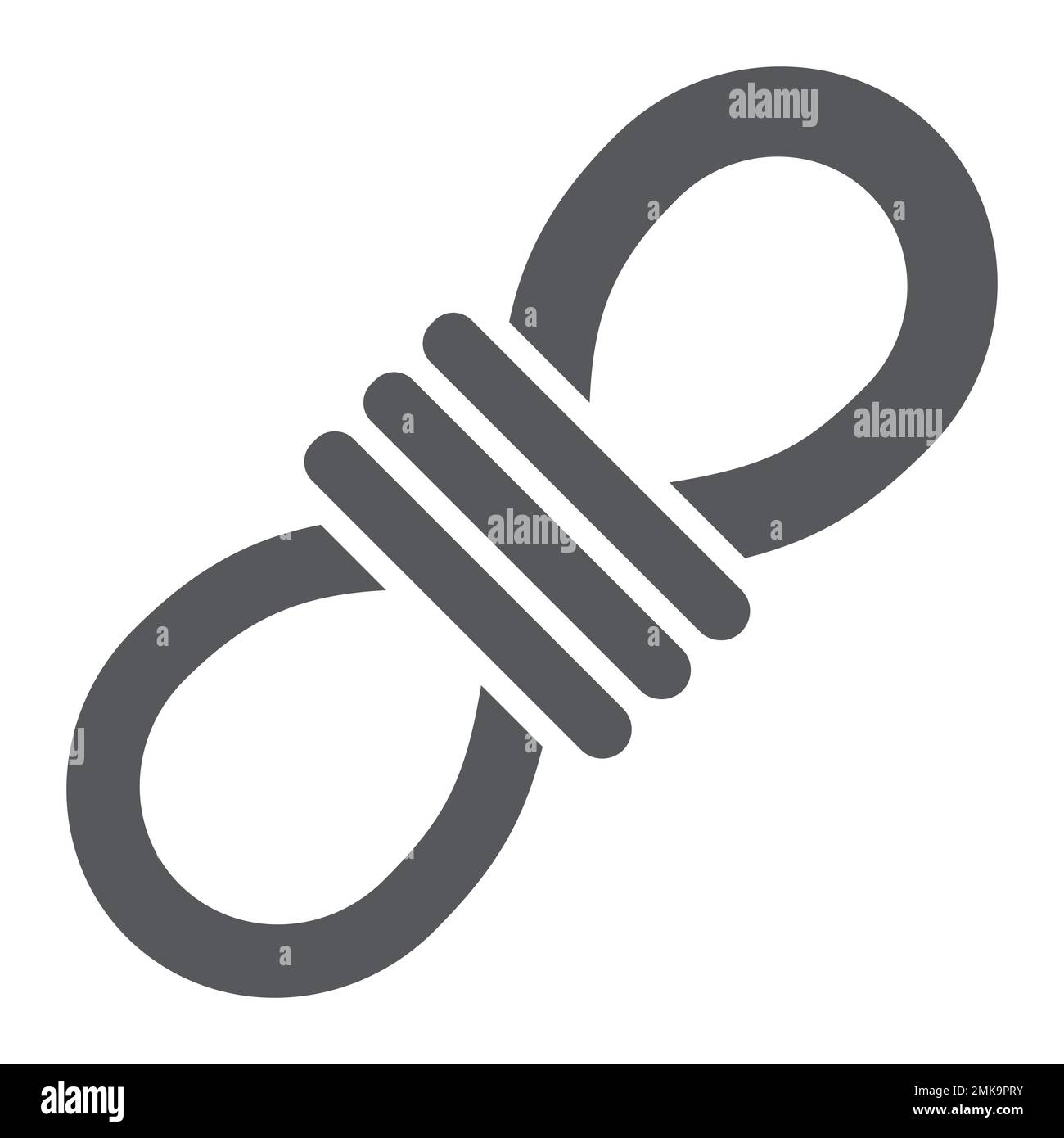 Rope glyph icon, camping and tourism, knot sign, vector graphics, a ...