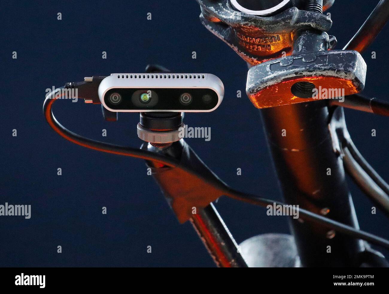 In this Friday, March 15, 2019, photo, a Noah Basketball sensor is ...