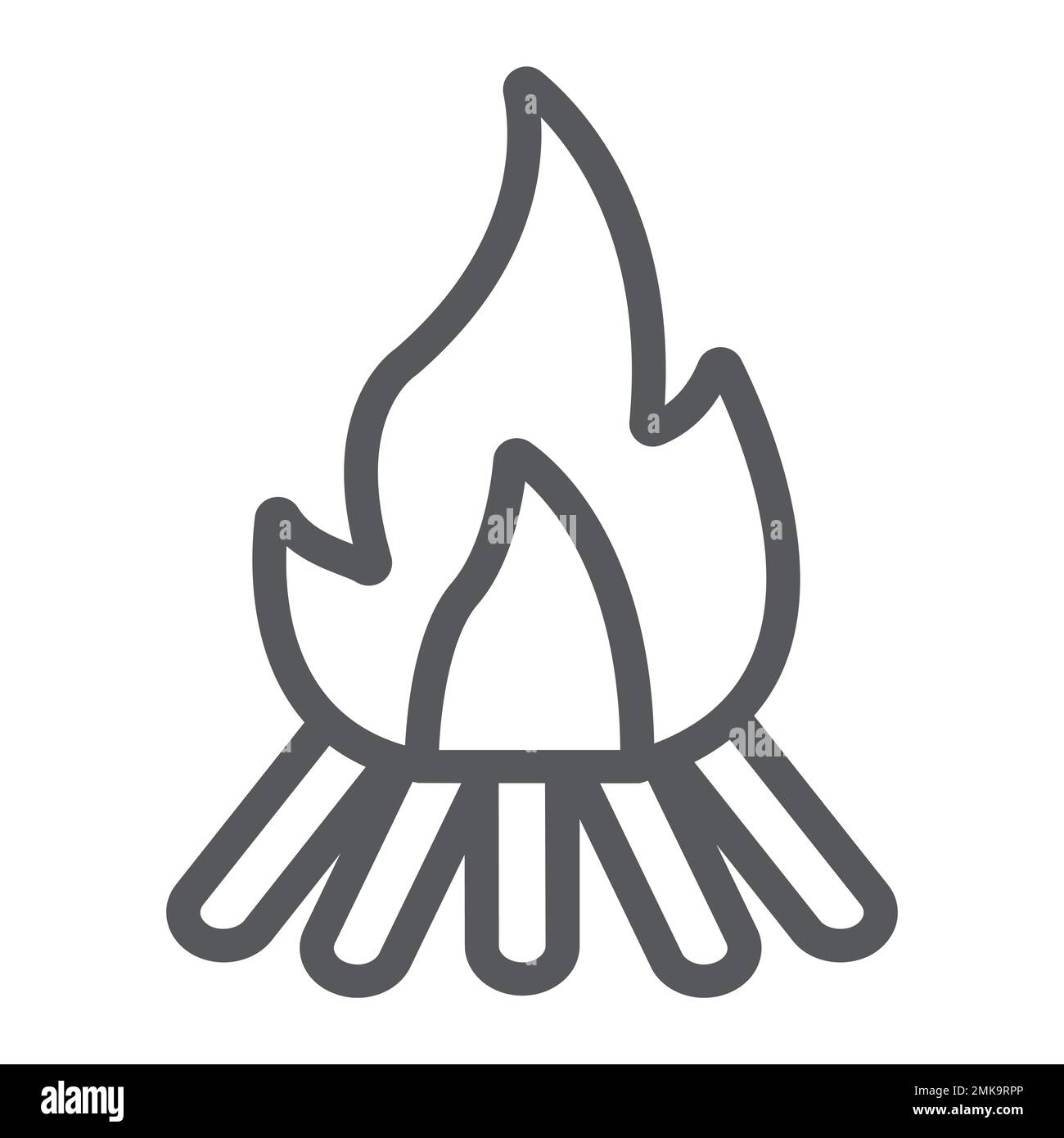Campfire line icon, fire and burn, bonfire sign, vector graphics, a ...