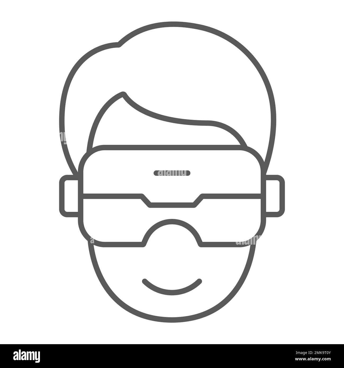 VR headset thin line icon, game and technology, virtual reality mask ...