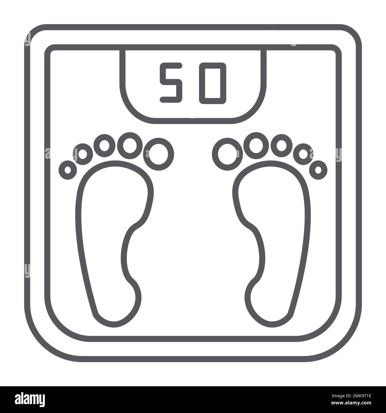Body weight thin line icon, measurement and kilogram, scale sign ...