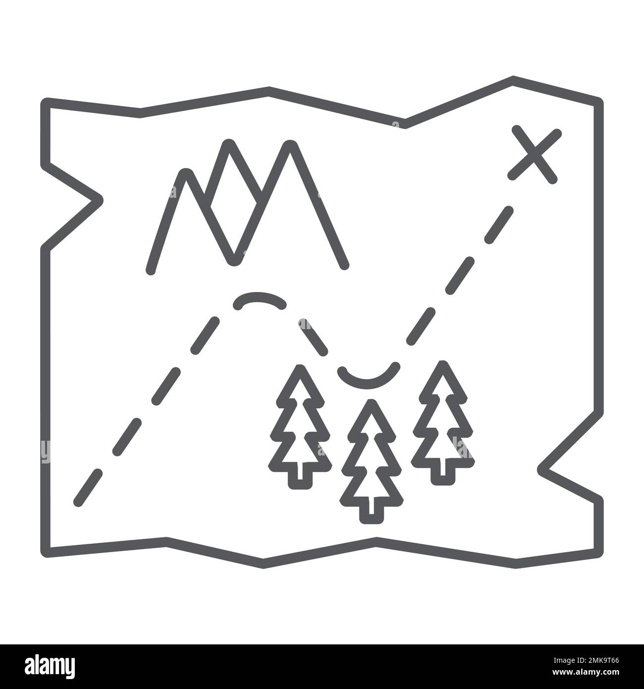 Map thin line icon, travel and navigation, paper map sign, vector ...