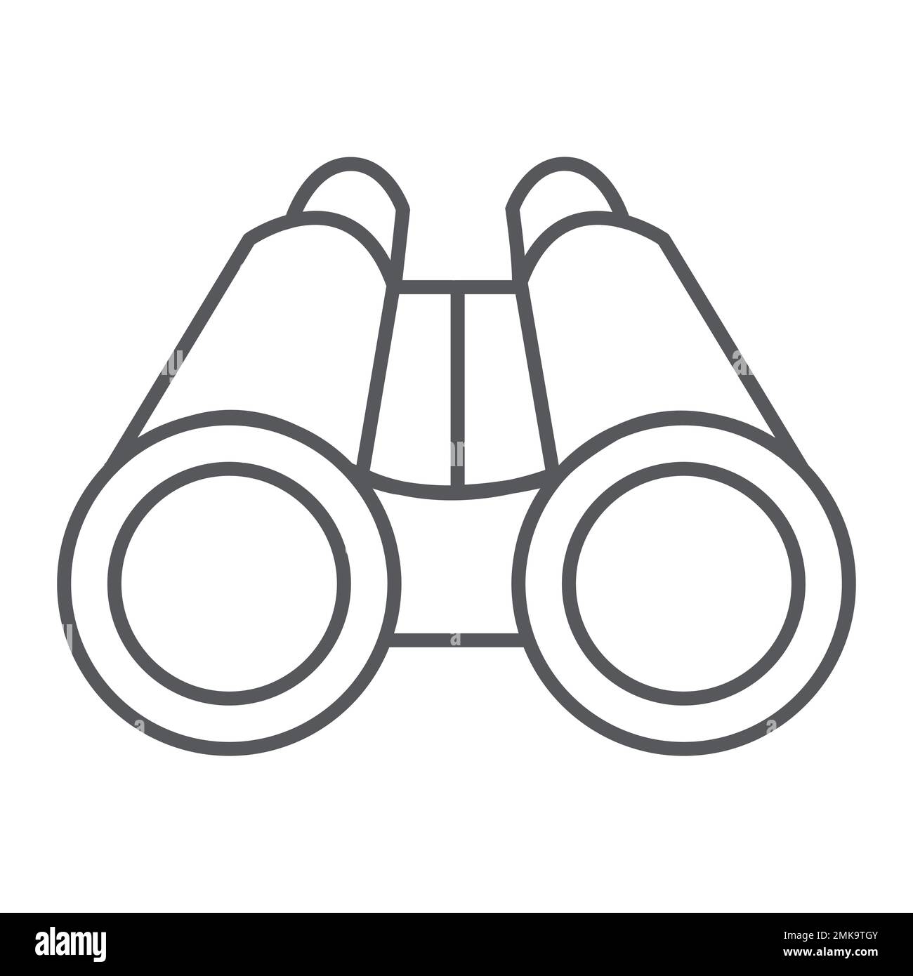 Binoculars thin line icon, optical and zoom, surveillance sign, vector graphics, a linear ...