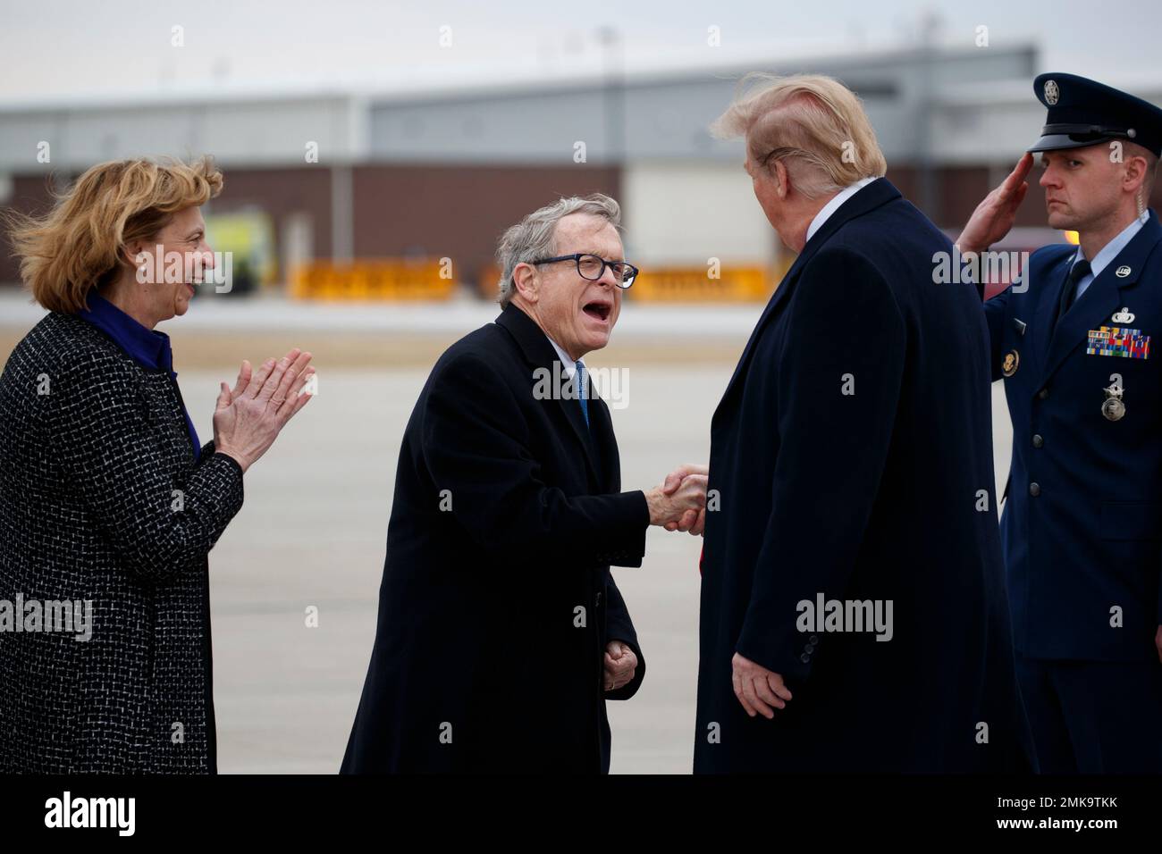 Frances Struewing looks on as her husband, Gov. Mike DeWine, R-Ohio ...