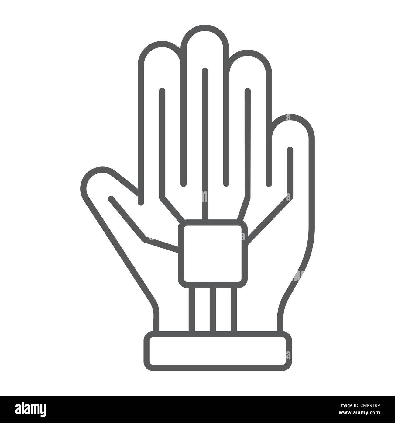 VR glove thin line icon, virtual and technology, wired gloves sign ...