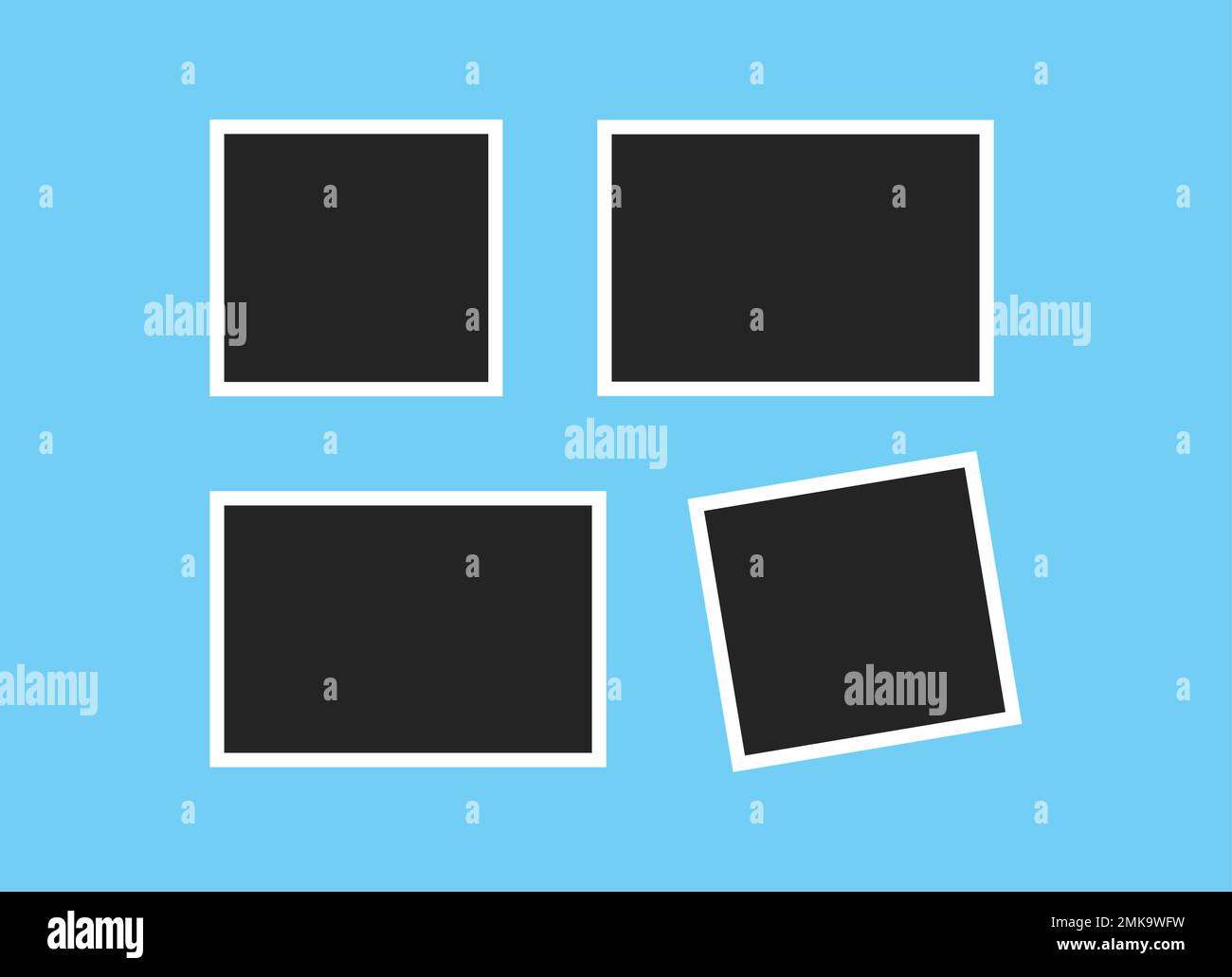 Photo Frames set isolated on blue, Group of realistic black frames mock ...