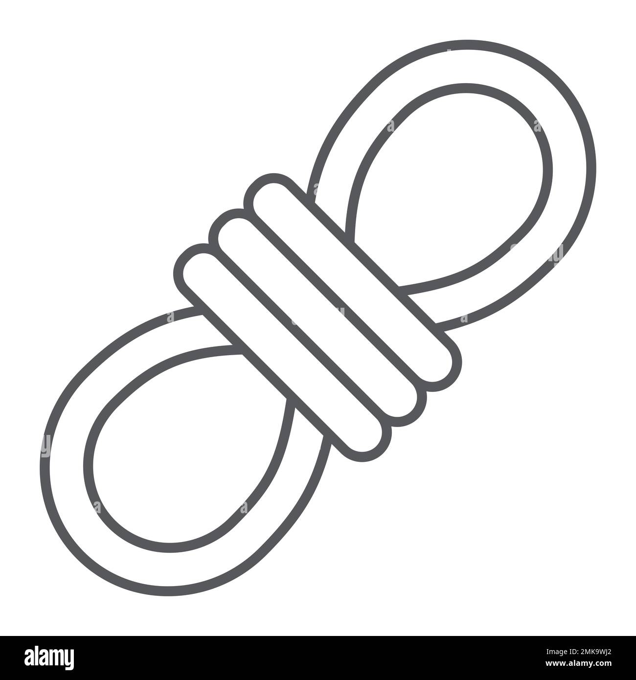 Rope thin line icon, camping and tourism, knot sign, vector graphics, a linear pattern on a ...