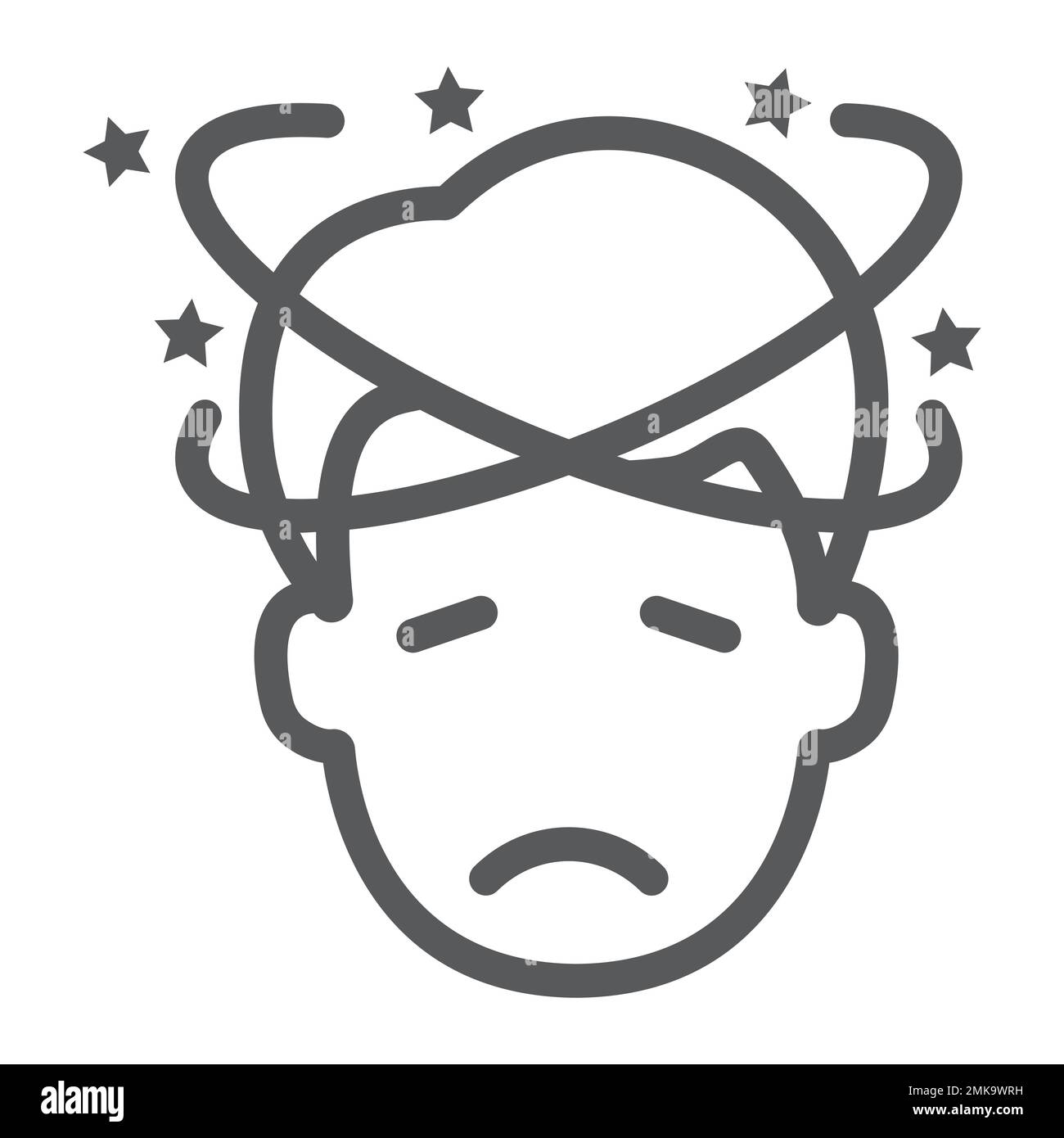Dizziness line icon, stress and human, confused man sign, vector ...