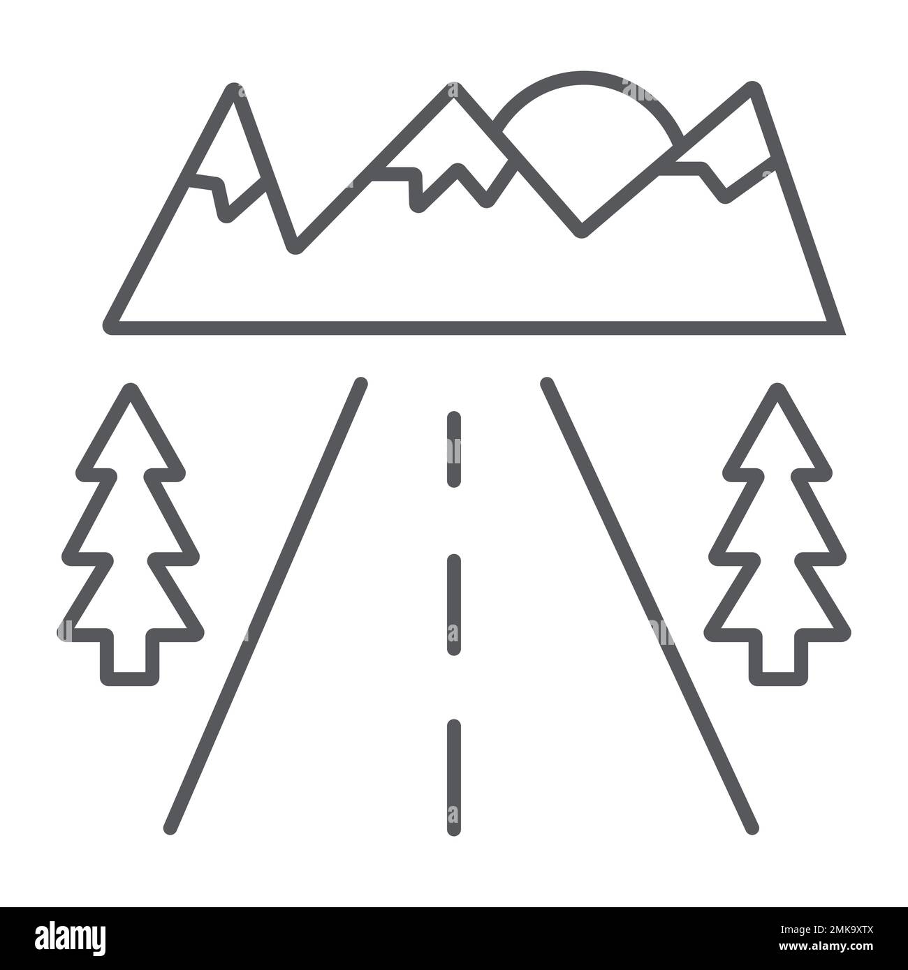 Road thin line icon, travel and roadside, highway sign, vector graphics ...