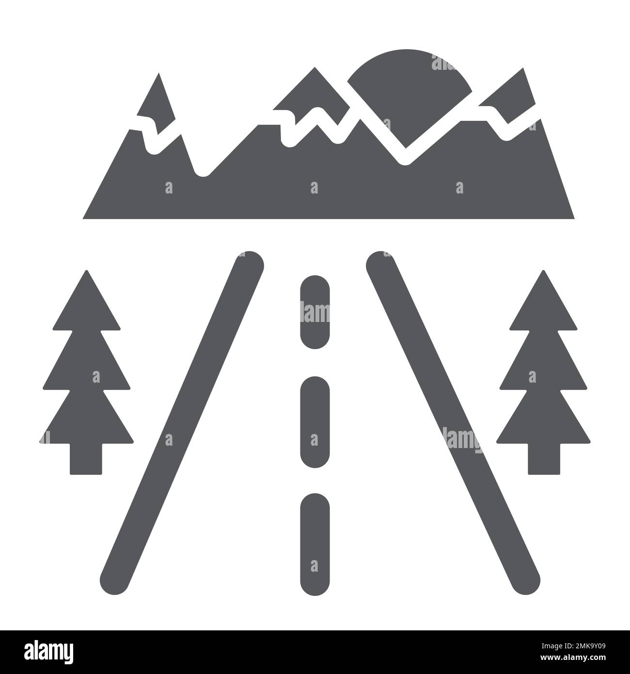 Road glyph icon, travel and roadside, highway sign, vector graphics, a ...