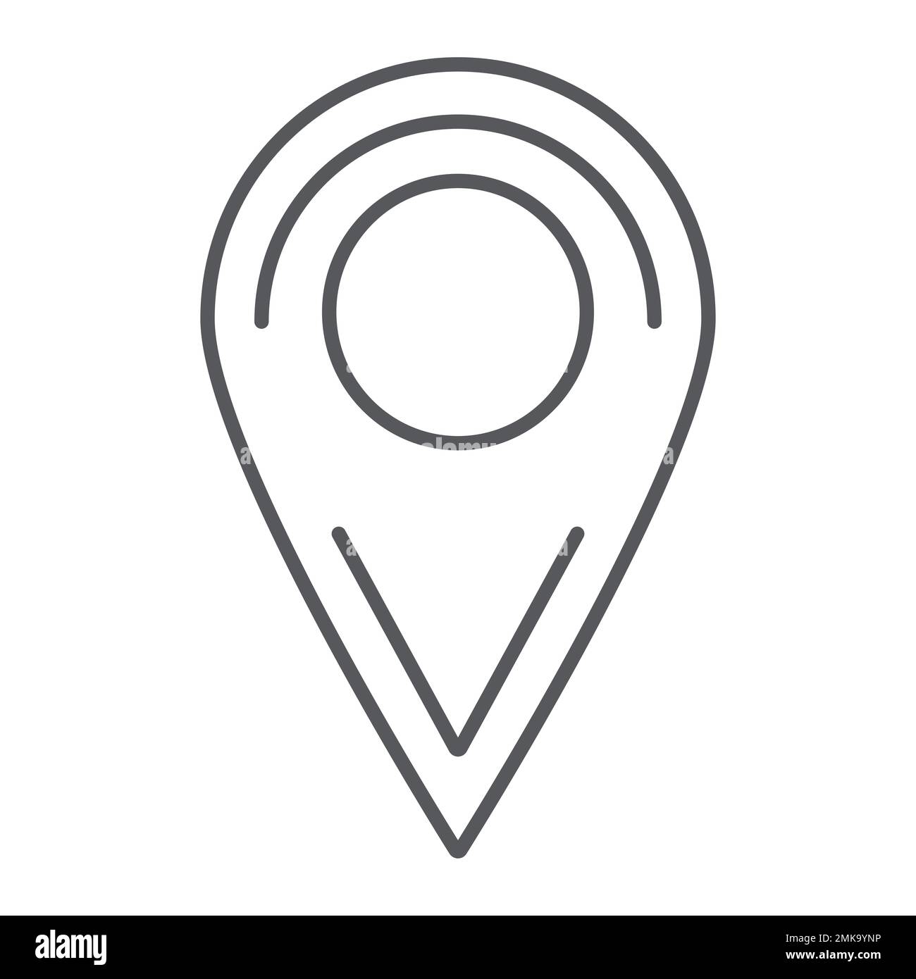 Location thin line icon, pin and navigation, map marker sign, vector graphics, a linear pattern ...