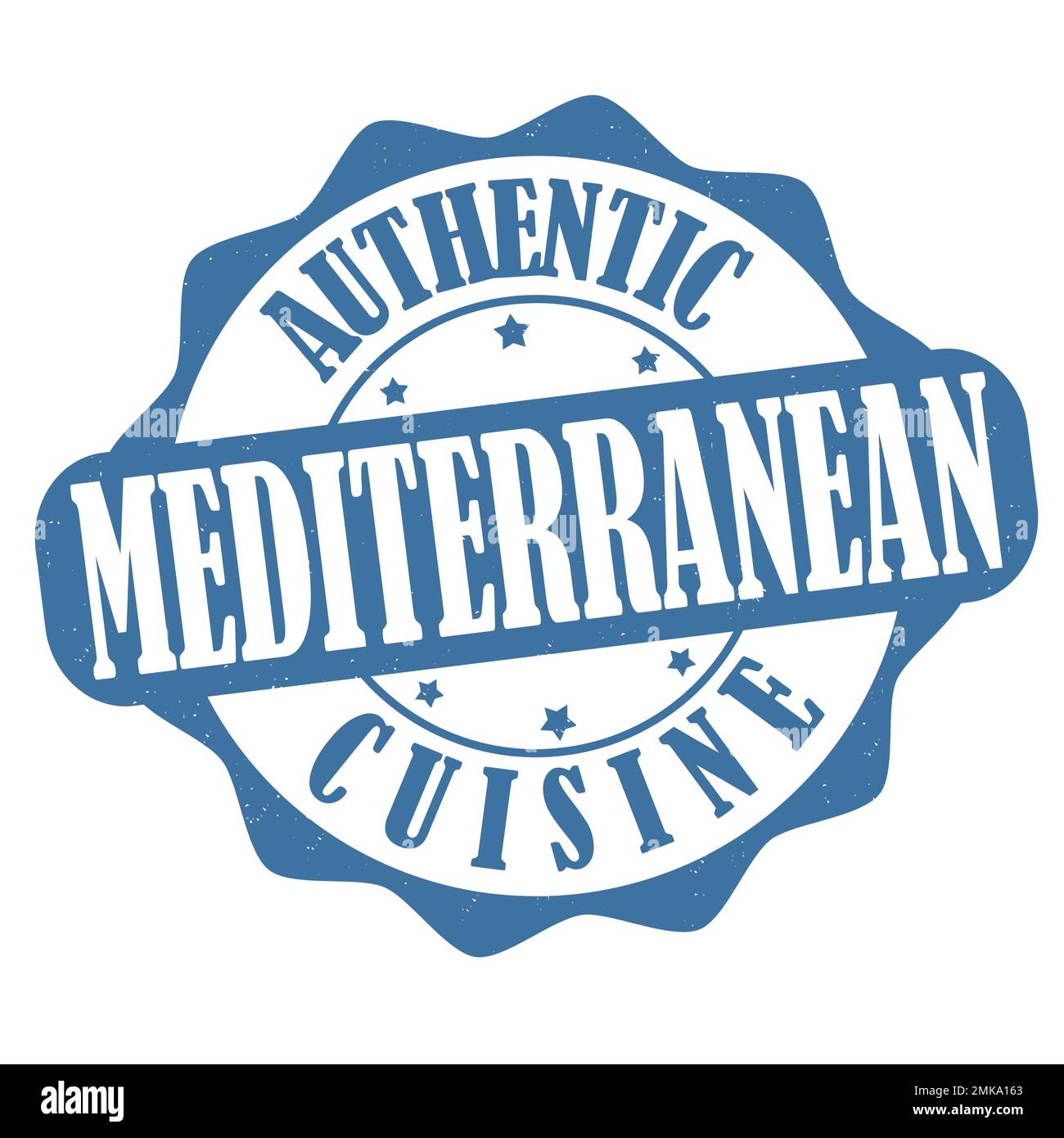 Mediterranean cuisine label or stamp on white background, vector ...