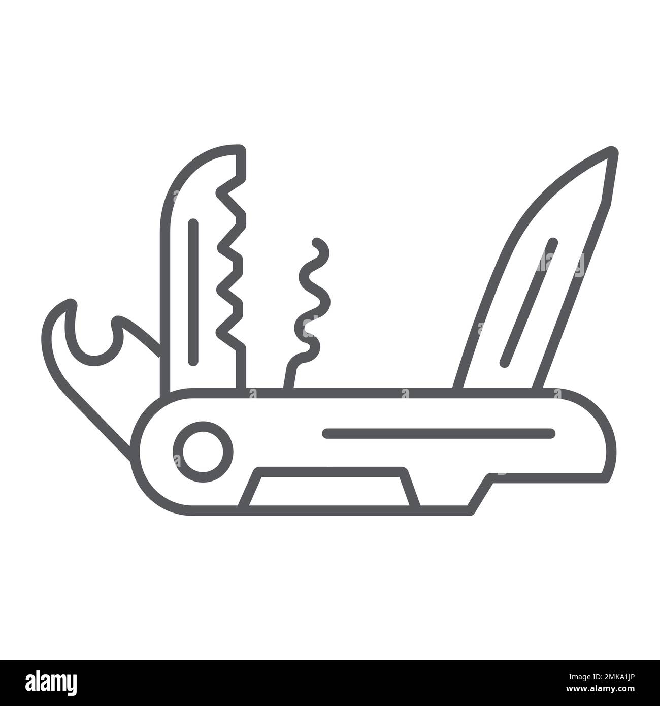 Multi tool thin line icon, camping and multifunction, pocket knife sign ...