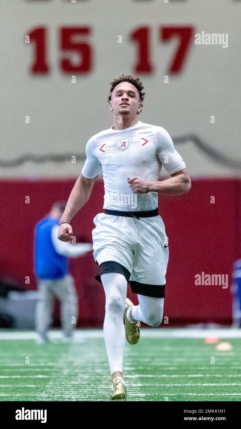 Alabama's Derek Kief runs the 40 at the Alabama NFL Pro Day, Tuesday ...