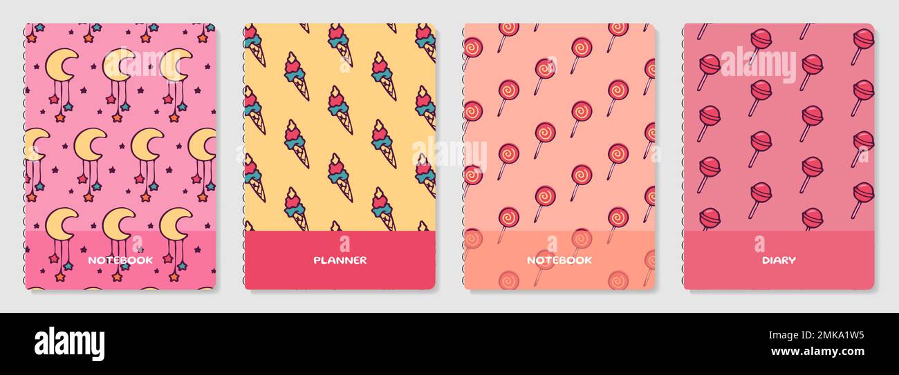 Cartoon Cover page templates. Vector sweets prints Stock Vector Image ...