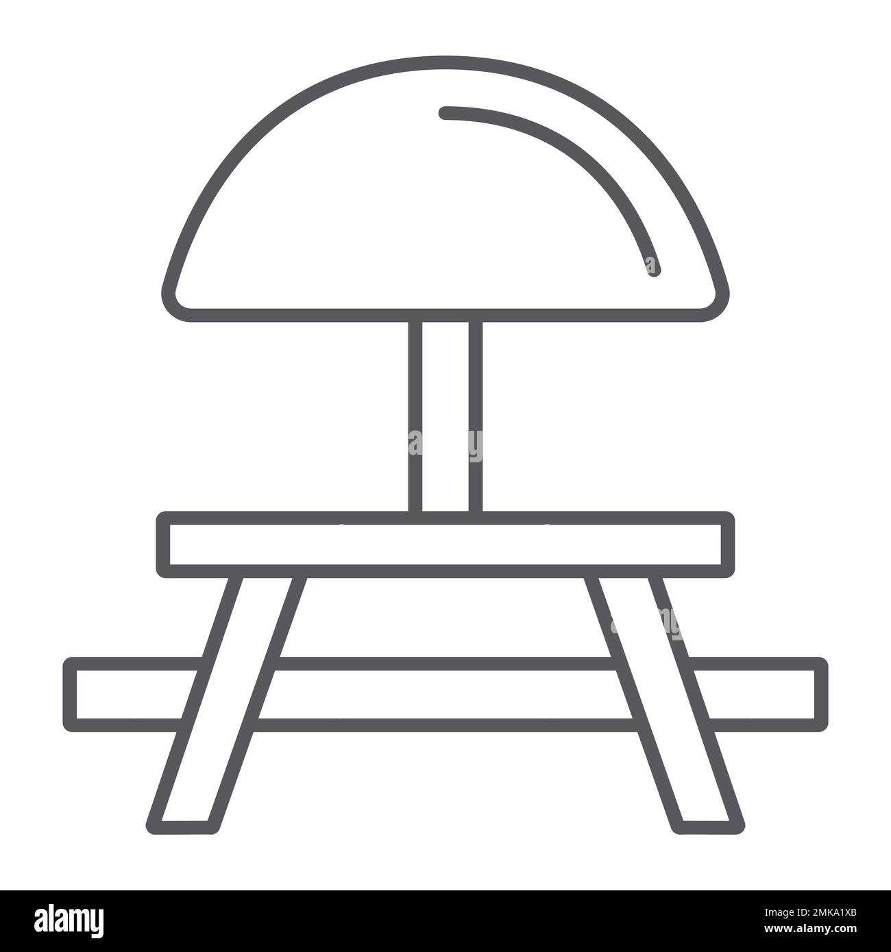 Camping table thin line icon, furniture and travel, picnic table sign ...