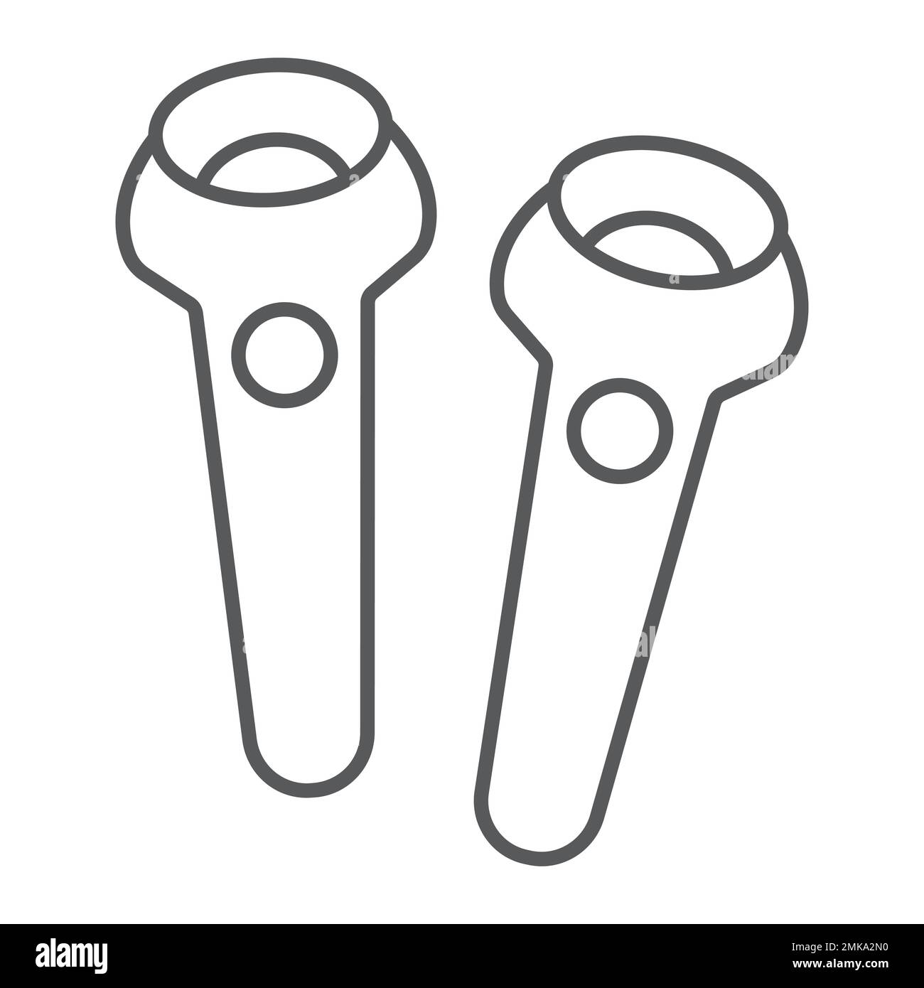 VR controller thin line icon, gaming and play, joystick sign, vector graphics, a linear pattern ...