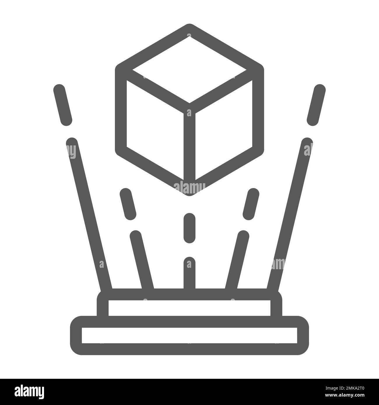 Holographic image line icon, rotation and view, hologram sign, vector ...