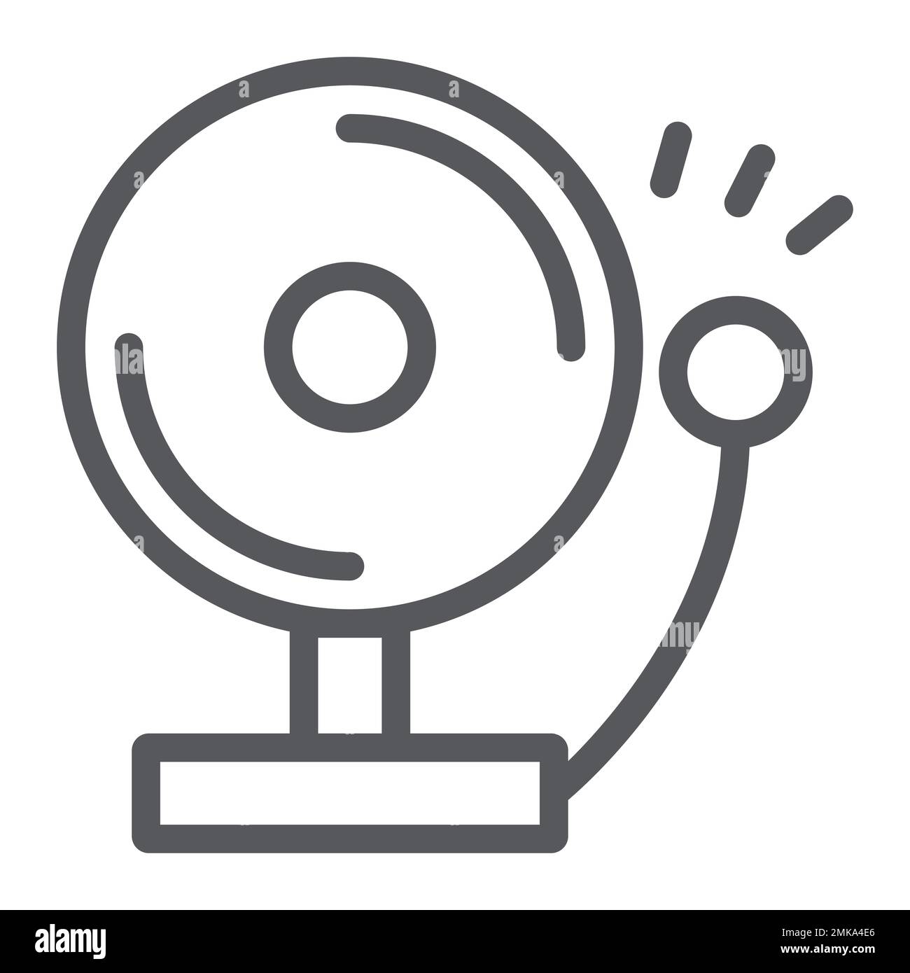 Fire alarm line icon, warning and emergency, alert sign, vector ...