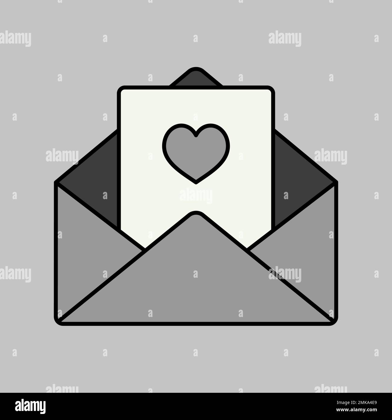 Happy Valentine day Card in envelope glyph icon. Heart sign, symbol ...