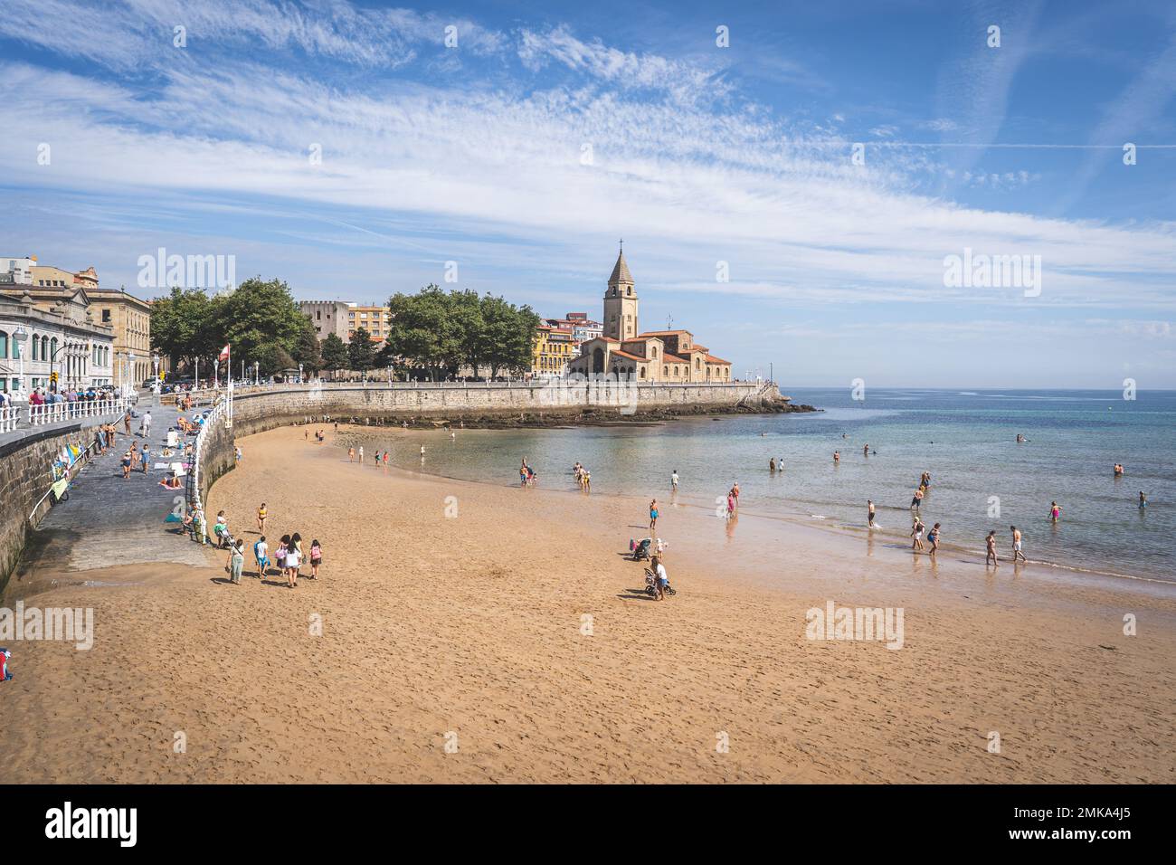 Gijon, Spain - September 1, 2022. Summer day in San Lorenzo beach in ...