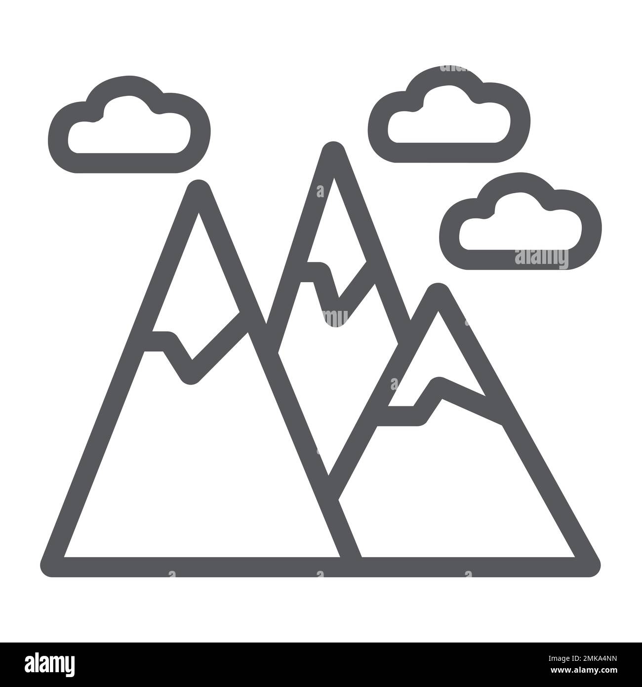 Mountains line icon, landscape and peak, rock sign, vector graphics, a ...