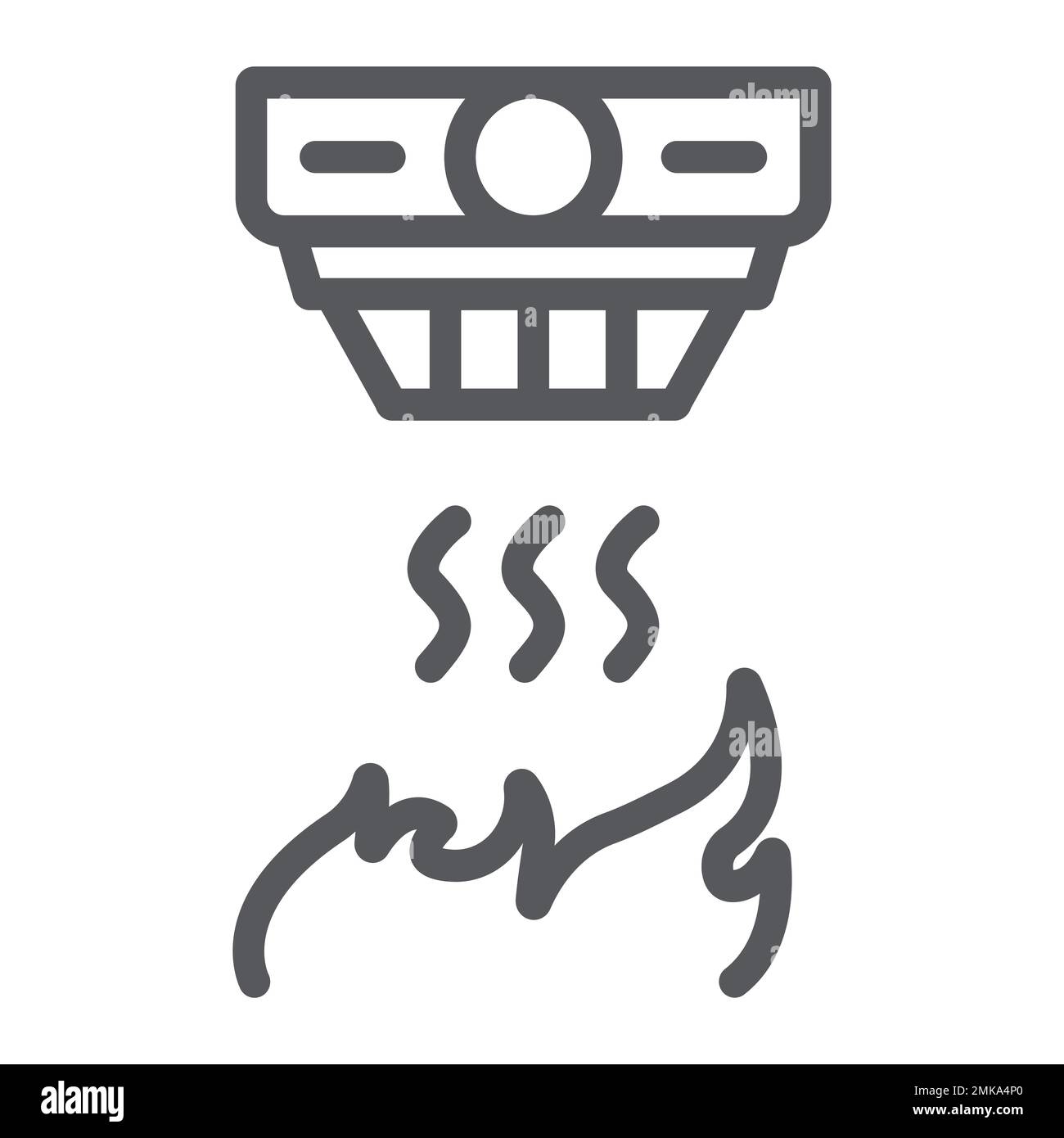 Fire detector line icon, alarm and equipment, smoke detector sign ...