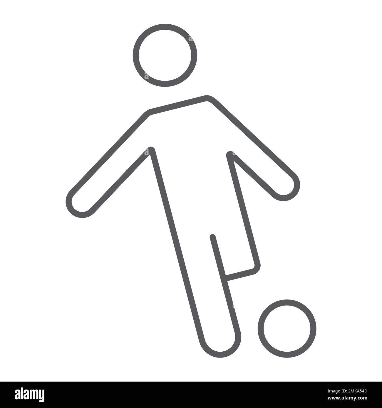 Soccer player thin line icon, kickball and sport, football player sign ...