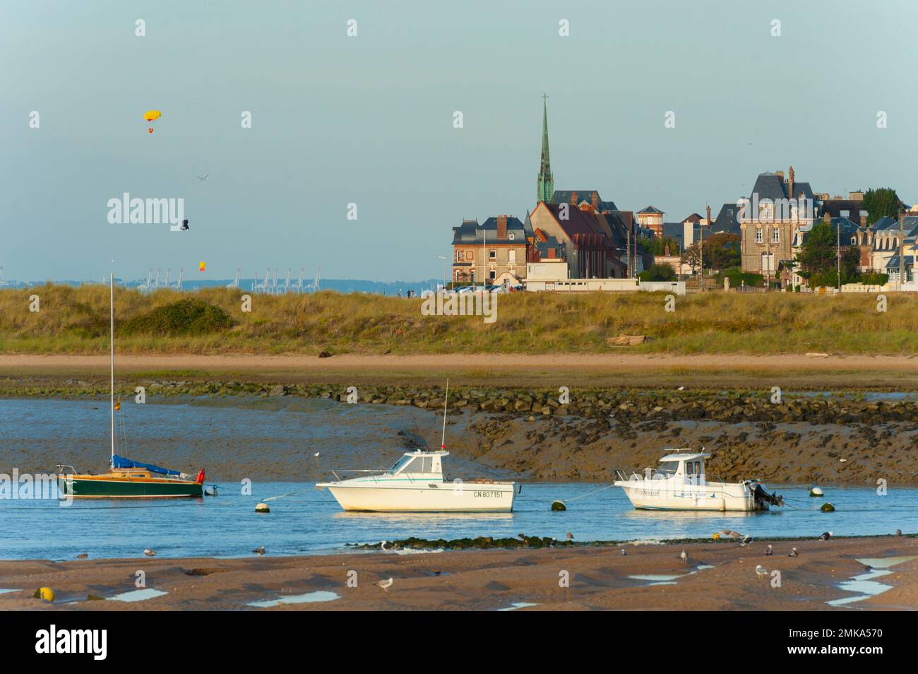 France, Calvados (14), Pointe de Cabourg where La Dives river joins the ...