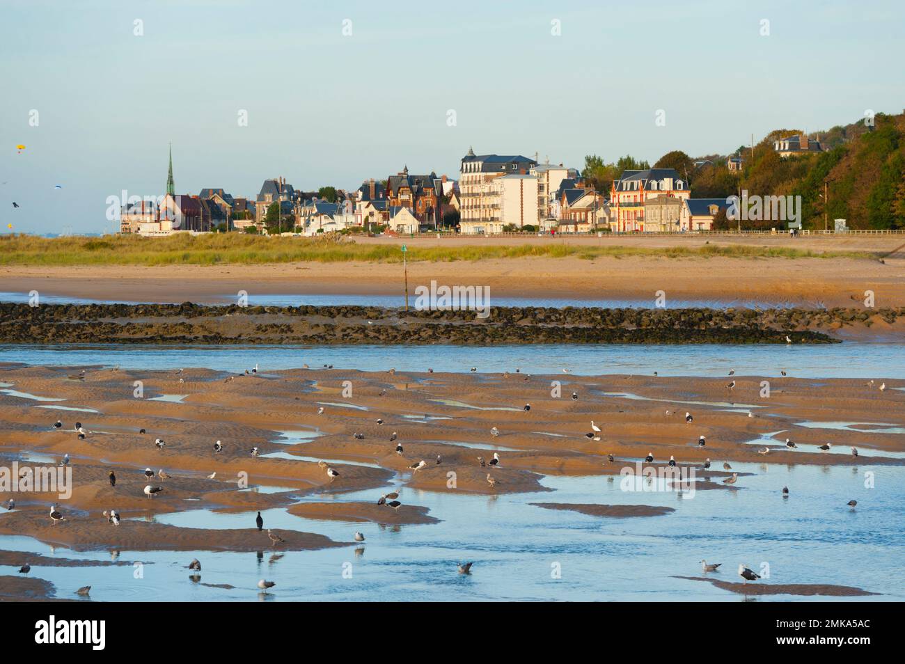 France, Calvados (14), Pointe de Cabourg where La Dives river joins the ...