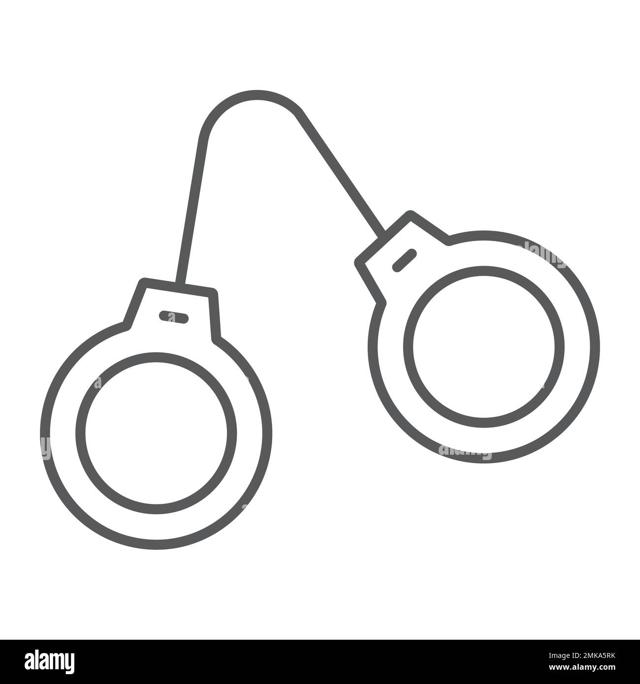 Handcuffs thin line icon, justice and law, chain sign, vector graphics ...