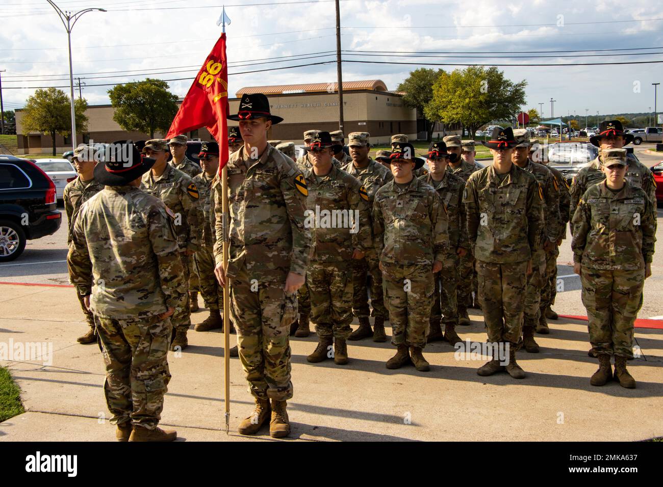 Sgt. 1st Class Aaron Gonzales commands a formation during an activation ...