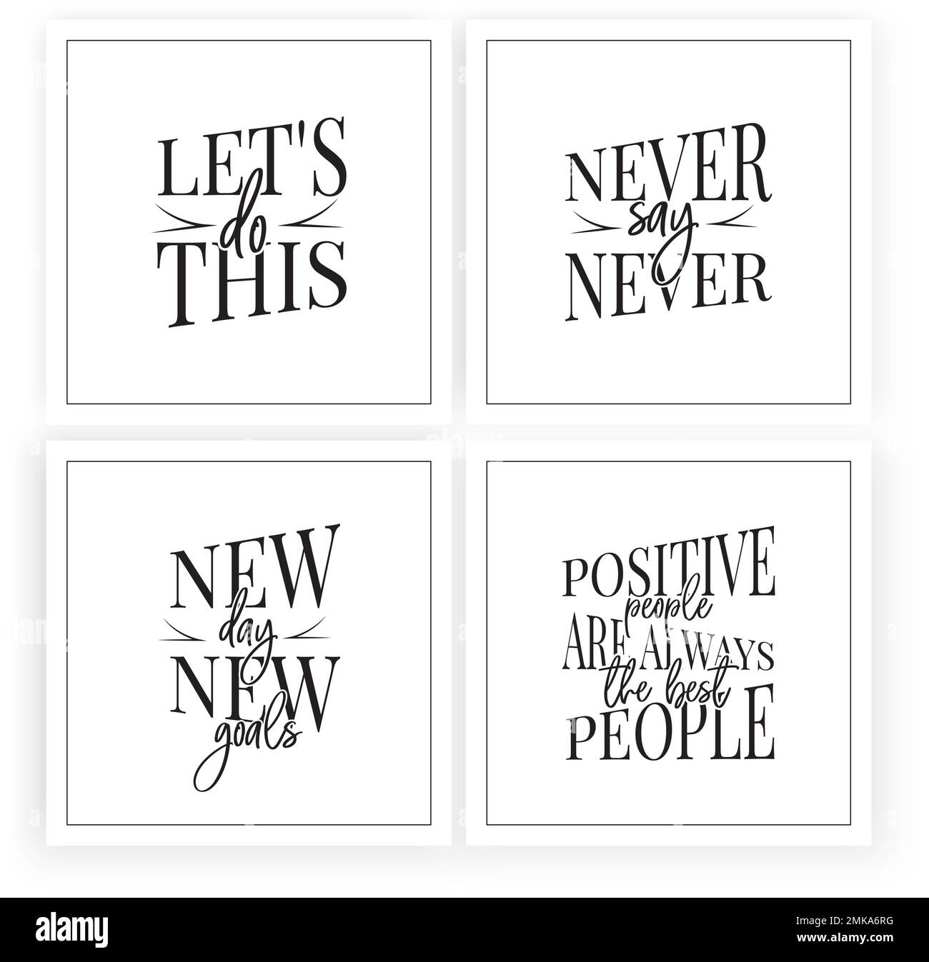 Positive poster design set, vector. New day new goals. Positive people ...