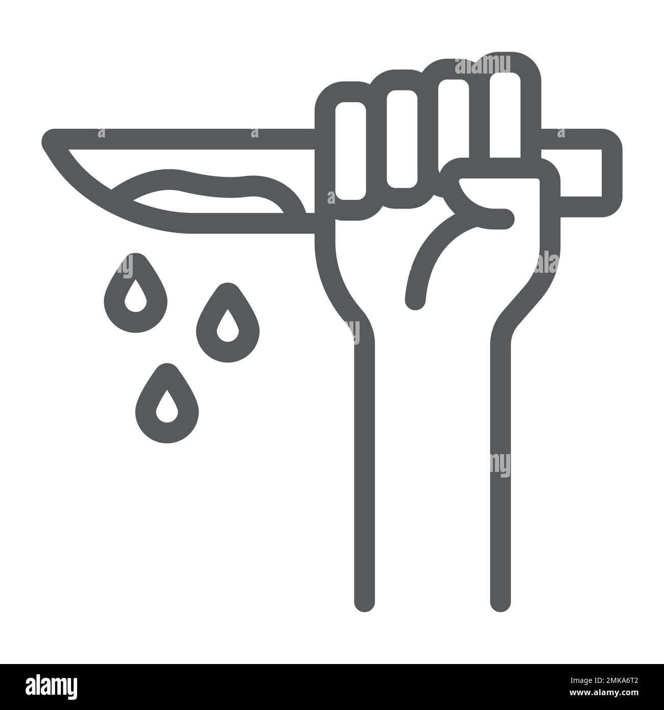 Murder line icon, crime and attack, hand and knife sign, vector ...