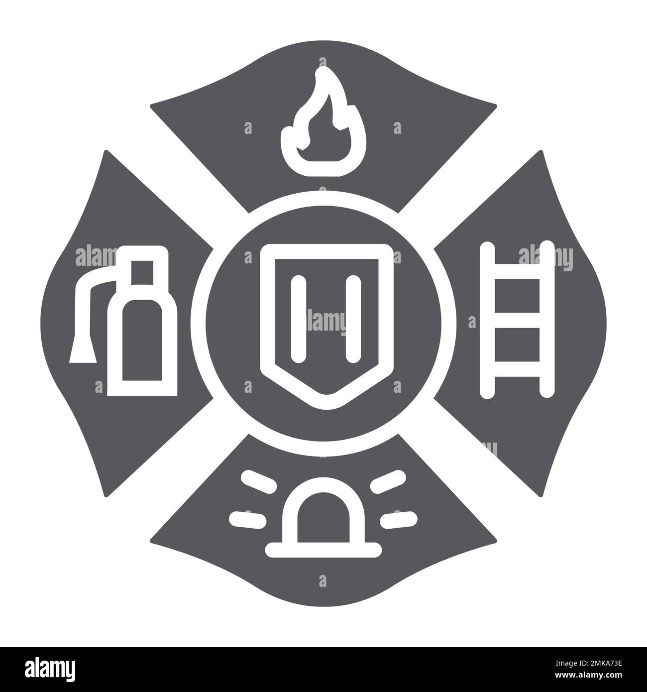 Fire emblem glyph icon, symbol and firefighter, fire badge sign, vector ...