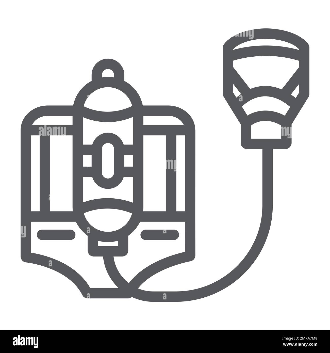 Fire respirator line icon, fireman and equipment, fire mask sign ...