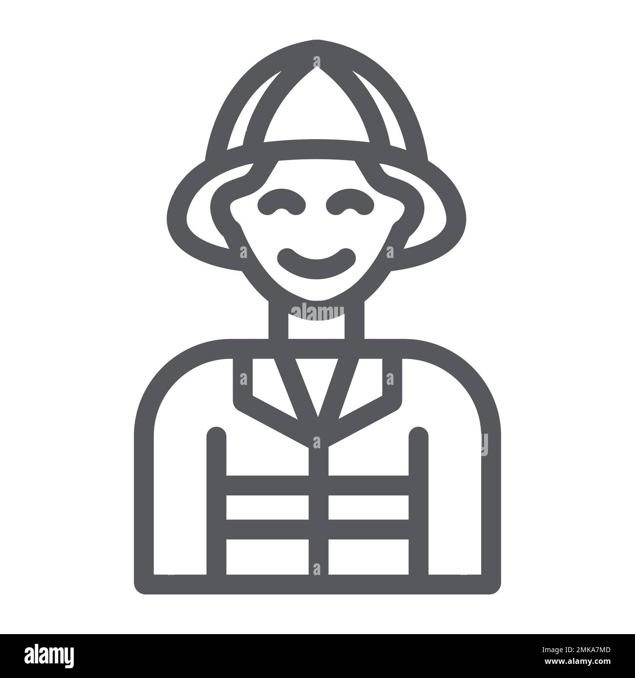 Firefighter line icon, fire and person, fireman sign, vector graphics ...