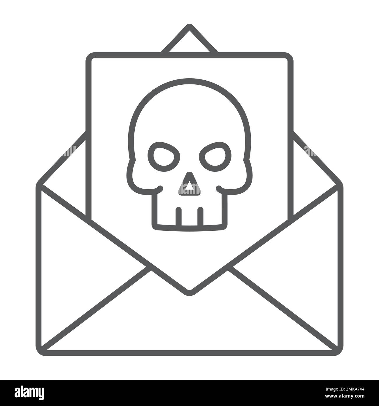 Crime letter thin line icon, scary and note, mail sign, vector graphics ...