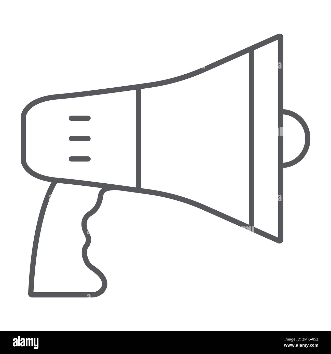 Megaphone thin line icon, announcement and loudspeaker, bullhorn sign ...