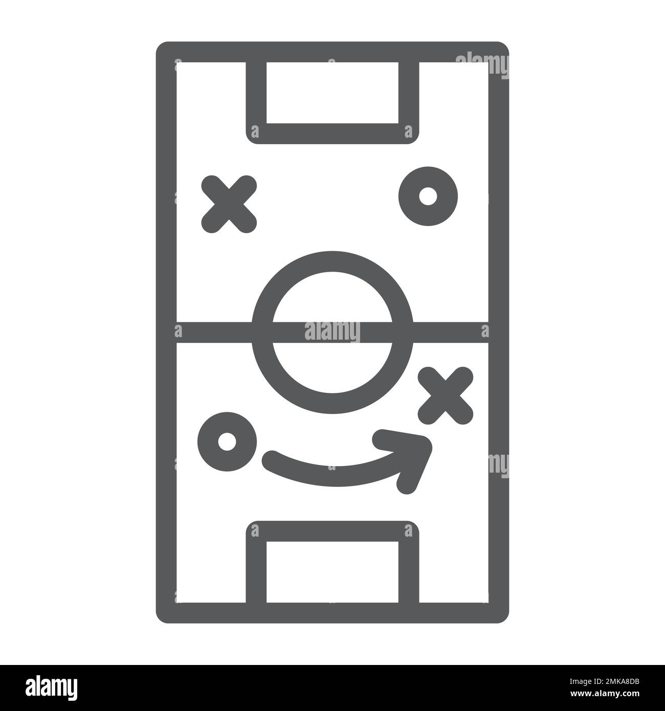 Soccer strategy line icon, game and field, football tactic sign, vector ...