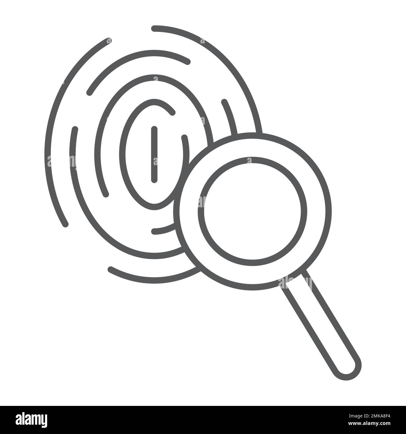 Investigation thin line icon, crime and exploration, fingerprint and ...
