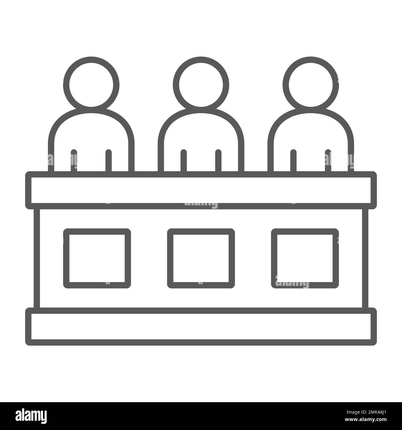 Jury thin line icon, court and law, tribunal sign, vector graphics, a ...