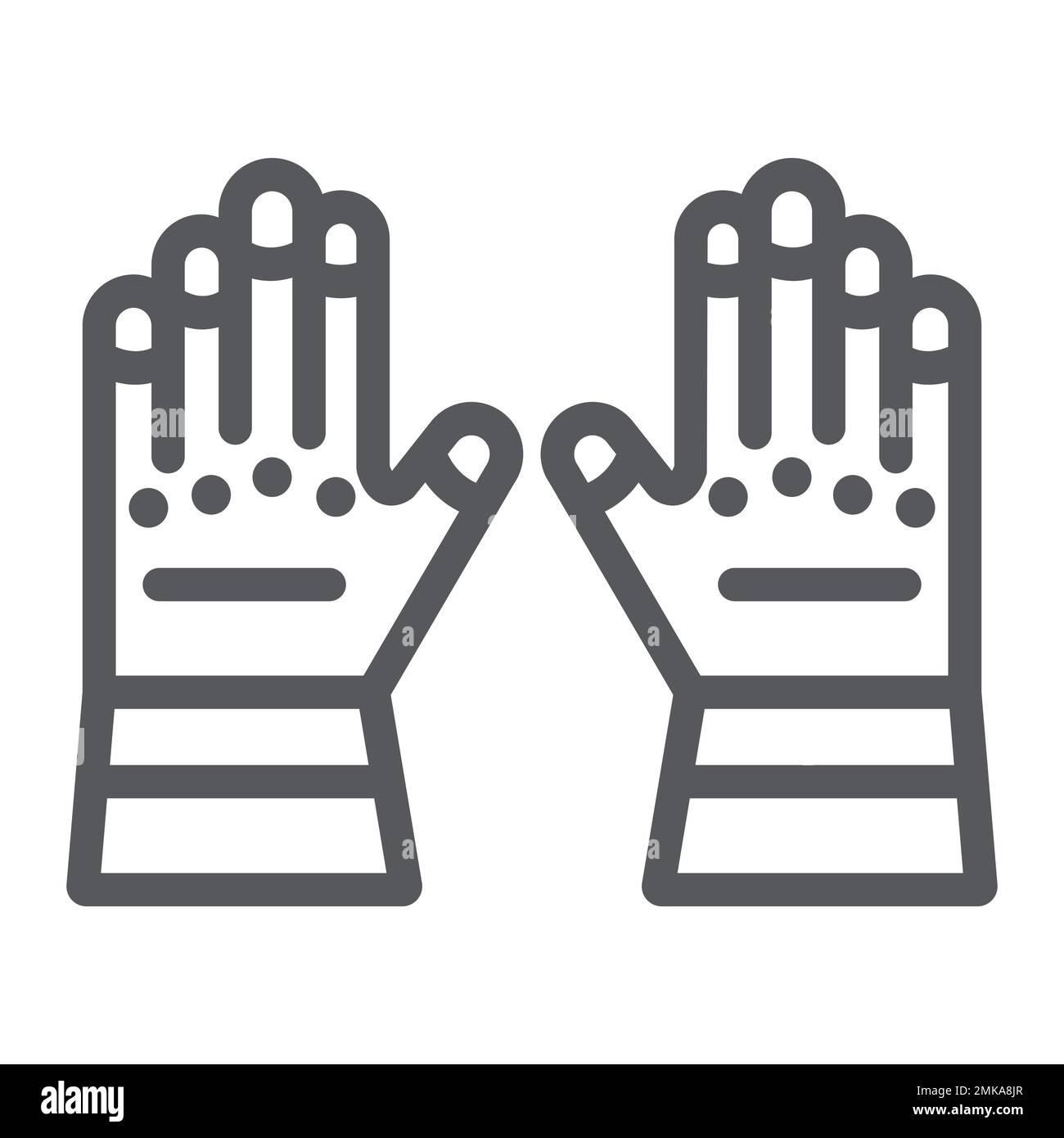 Firefighter gloves line icon, clothes and protection, rubber gloves ...