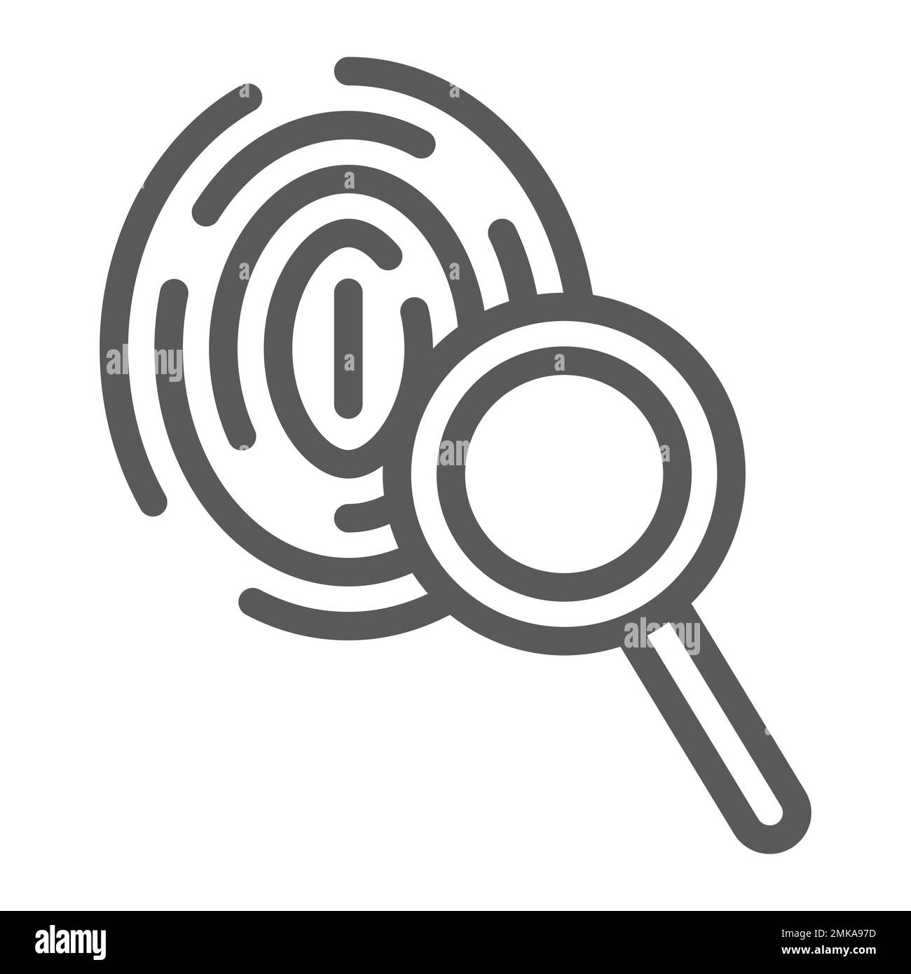 Investigation line icon, crime and exploration, fingerprint and lens ...