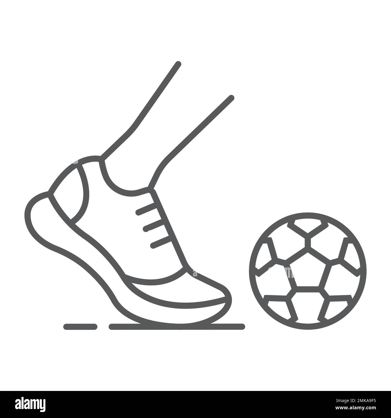 Kickball thin line icon, football and play, foot with ball sign, vector ...
