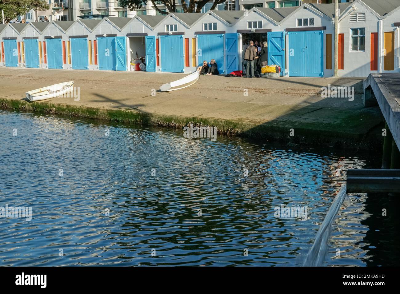 Wellington New Zealand - October 3 2010; Oriental Bay boat sheds and ...