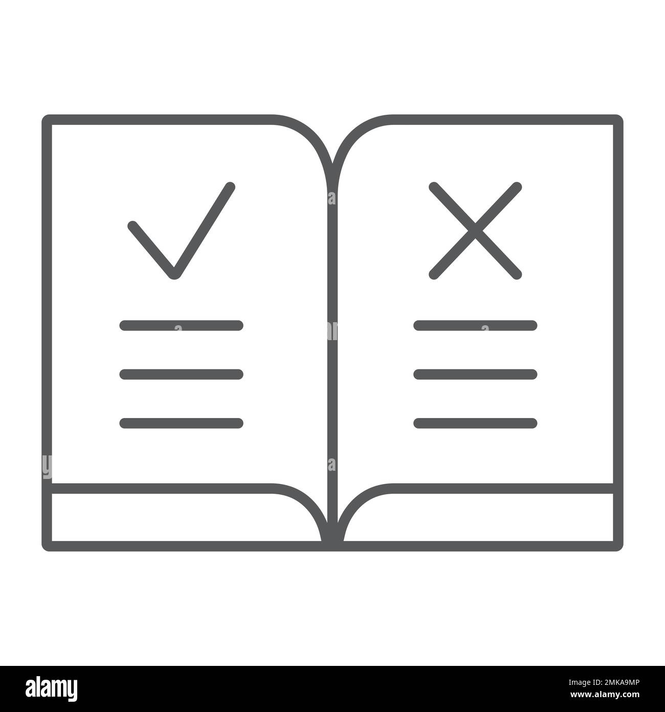 Law book thin line icon, justice and law, rules book sign, vector ...