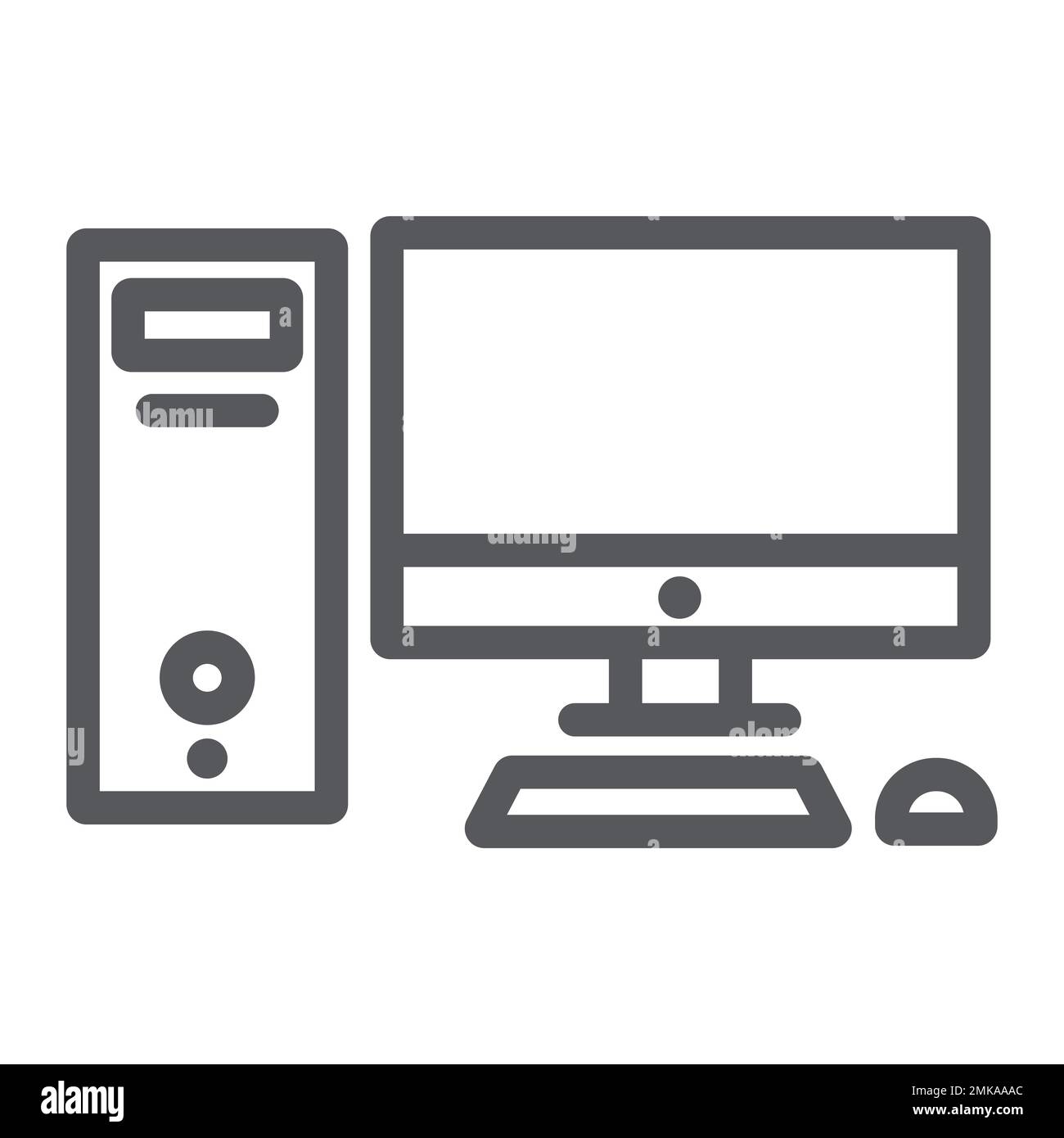 Computer line icon, desktop and monitor, pc sign, vector graphics, a ...