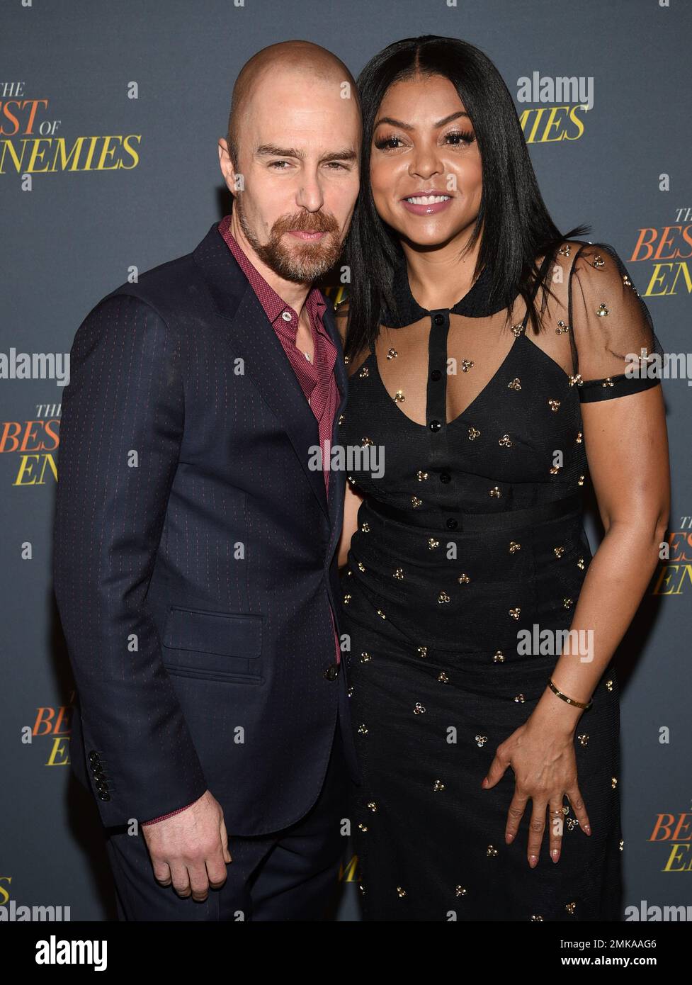 Actors Sam Rockwell, left, and Taraji P. Henson pose together during ...