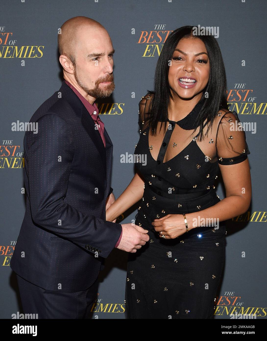 Actors Sam Rockwell, left, and Taraji P. Henson pose together during ...